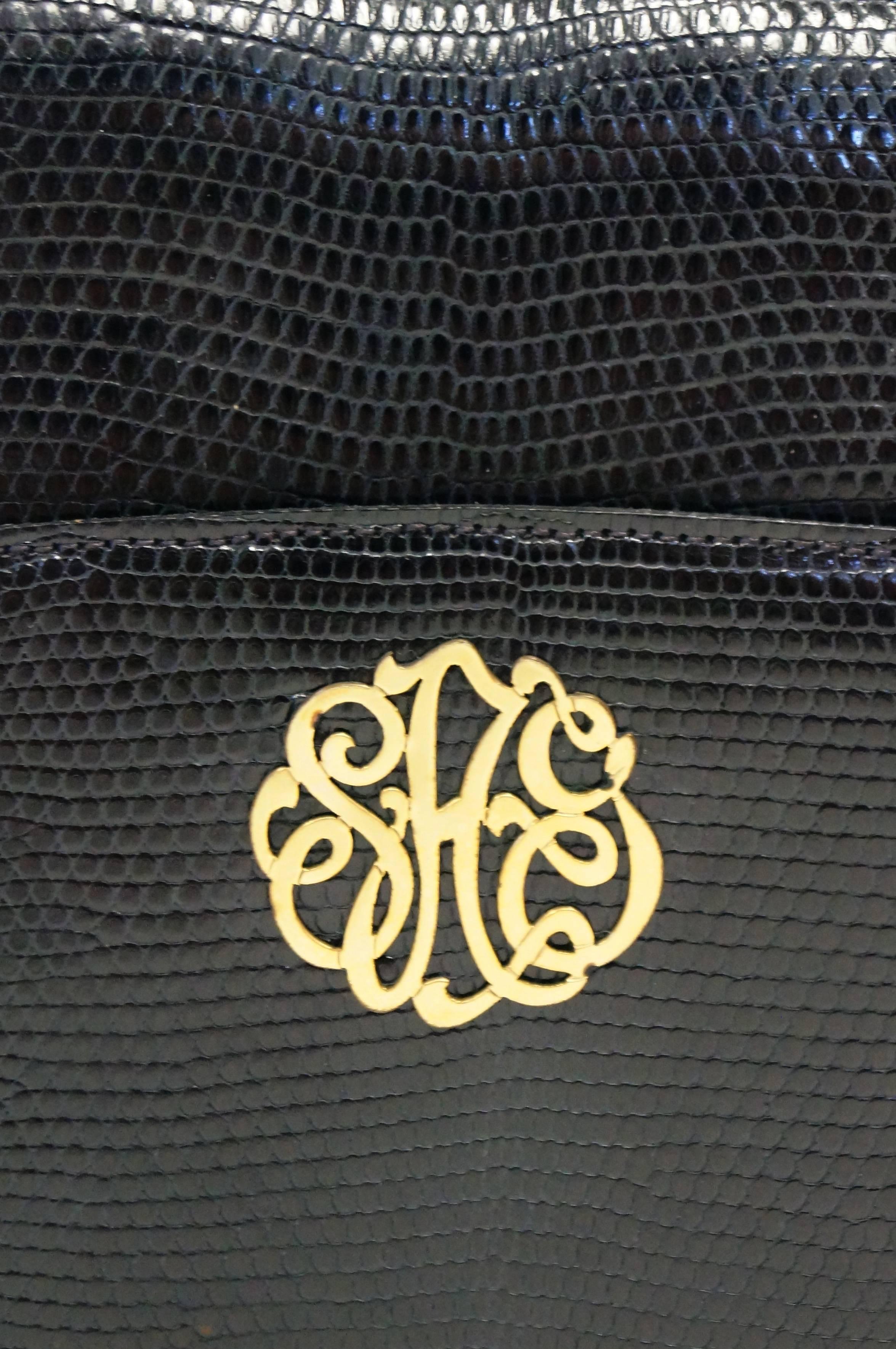 Martin Van Schaak Custom Black Java Lizard Skin Box Bag, 1960s at ...