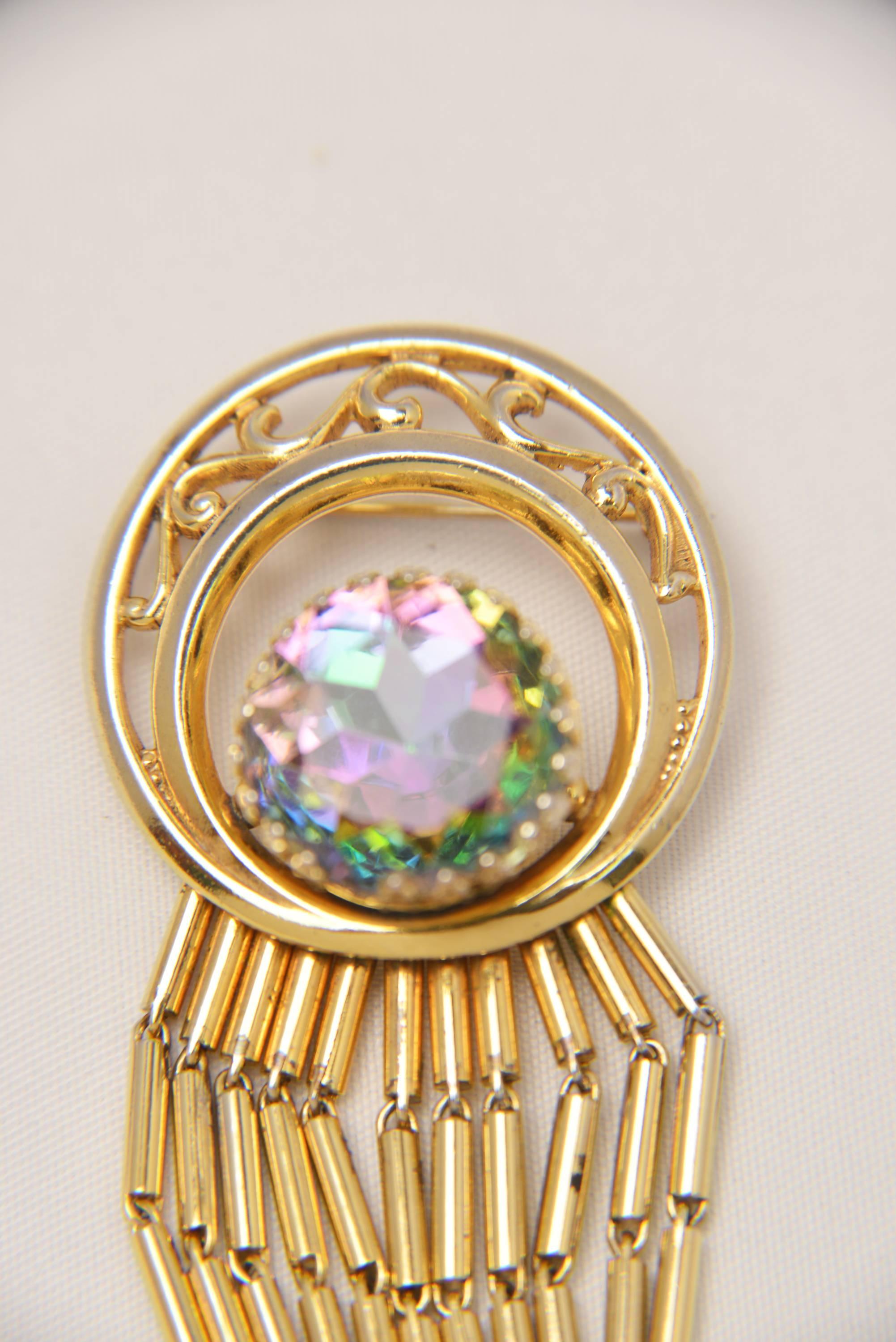 1950s Schiaparelli Watermelon Tourmaline Colored Brooch For Sale at ...