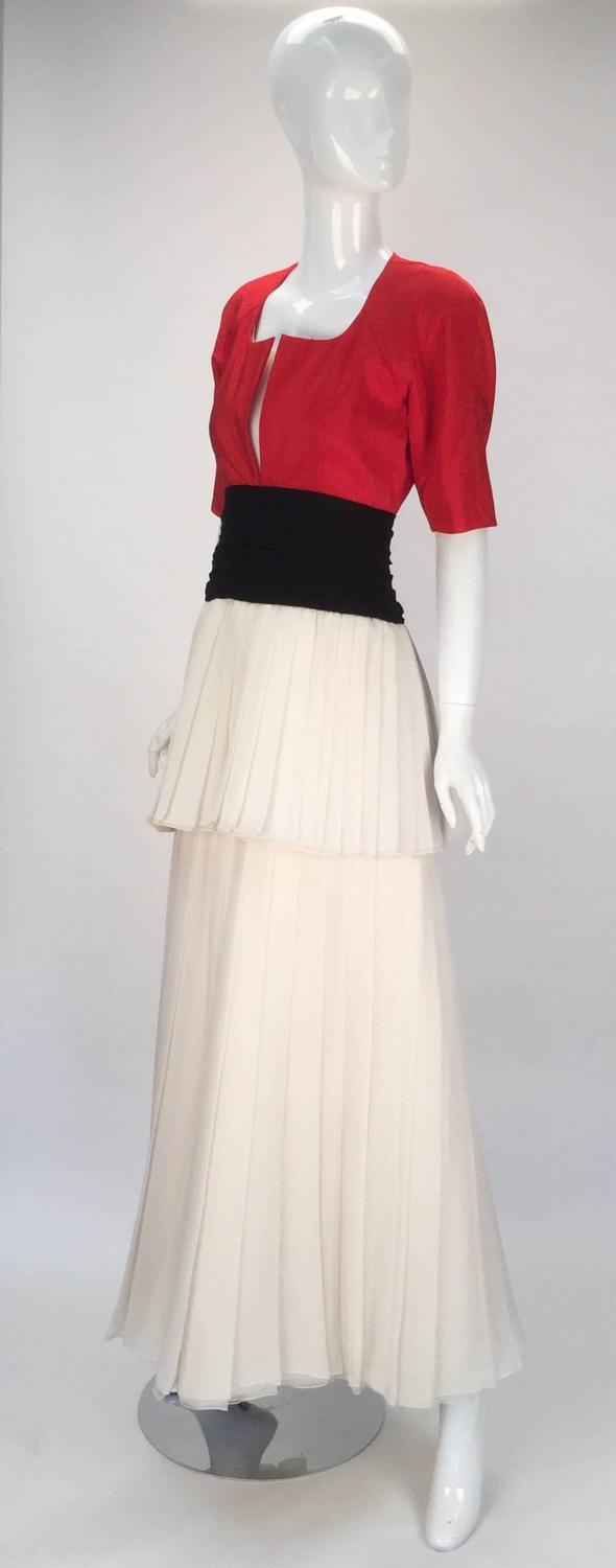 1980s Christian Dior Haute Couture Silk Evening Dress For Sale at 1stdibs