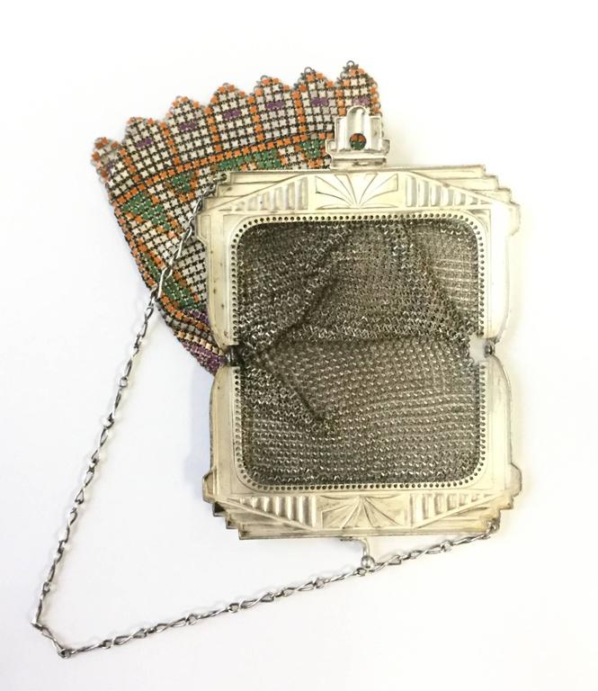 1920s Art Deco Enamel Chainmail Mesh Purse at 1stDibs | chainmail purse ...