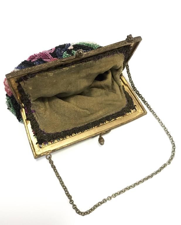 Antique 1890-1900 Art Nouveau Floral Beaded Evening Purse For Sale at ...
