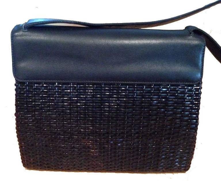 Chanel Black Wicker Rattan and Leather Shoulder Bag For Sale at 1stDibs