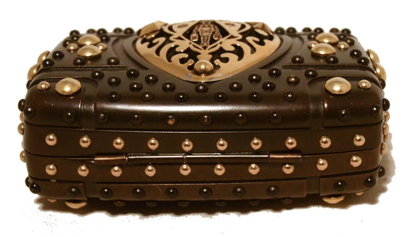 Gucci Studded Gunmetal Knights Armor Heart Box Handbag RUNWAY For Sale ...
