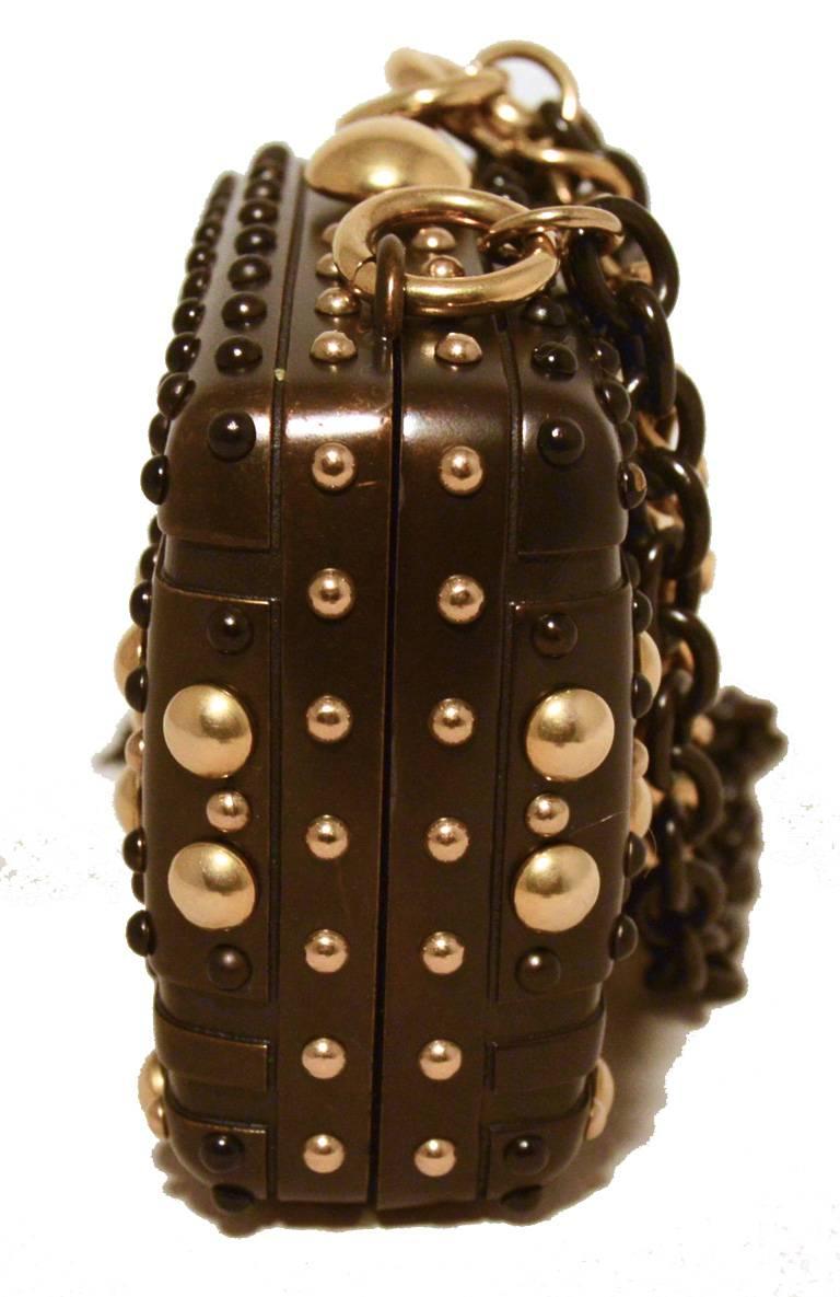 Gucci Studded Gunmetal Knights Armor Heart Box Handbag RUNWAY For Sale ...