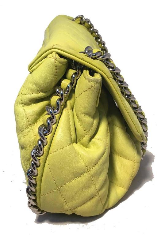 Chanel Neon Yellow Leather Chain Trim Classic Shoulder Bag For Sale at ...