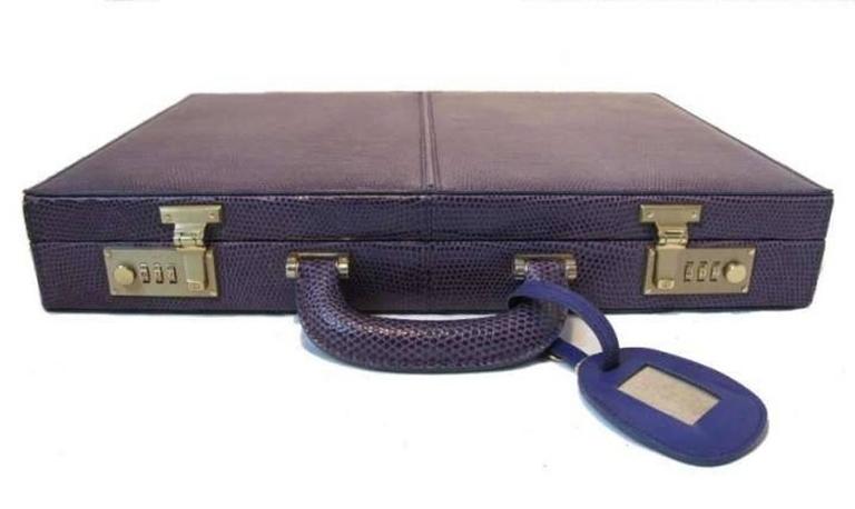 GUCCI Royal/Purple Lizard Briefcase For Sale at 1stDibs