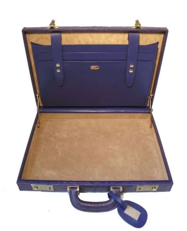 GUCCI Royal/Purple Lizard Briefcase For Sale at 1stDibs