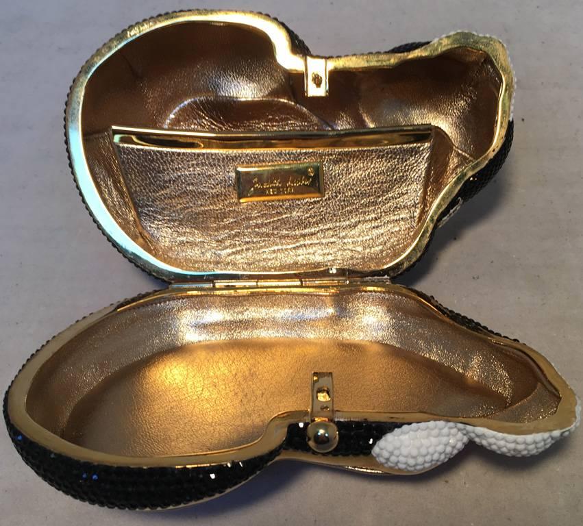 Judith Leiber Black and White Swarovski Crystal Cat Minaudiere at 1stDibs