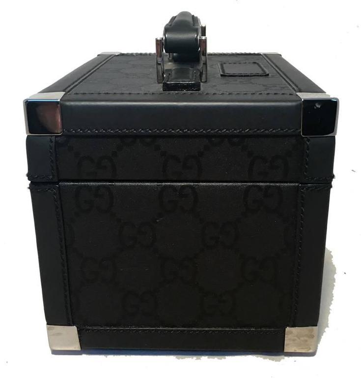 Gucci Black Monogram Canvas and Leather Train Case Cosmetic Travel Bag ...