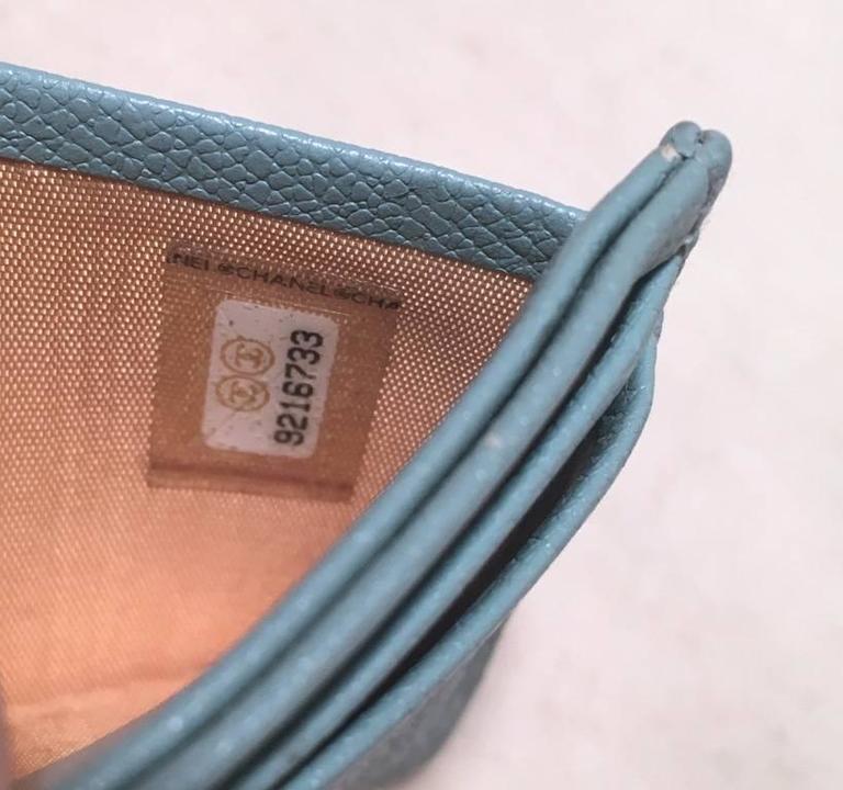 Chanel Blue Leather Credit Card ID Wallet at 1stDibs