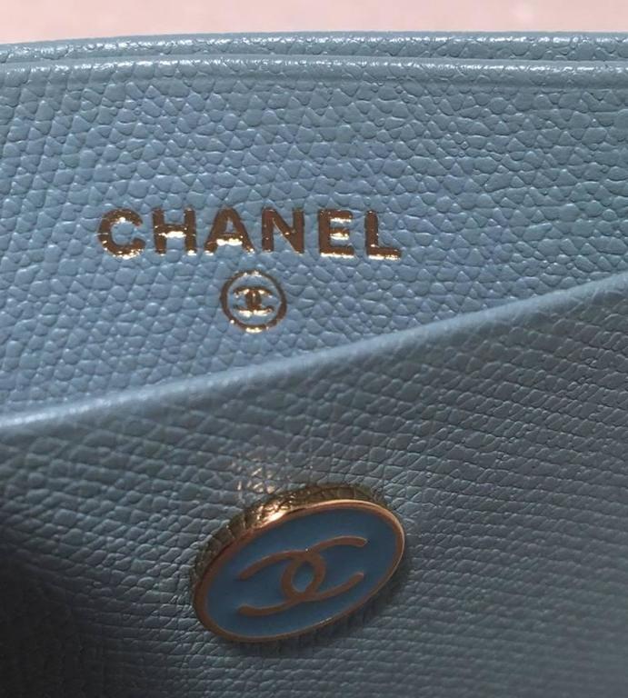 Chanel Blue Leather Credit Card ID Wallet at 1stDibs