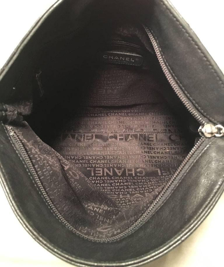 Chanel Quilted Black Leather Fold Over Top Flap Shoulder Bag For Sale ...