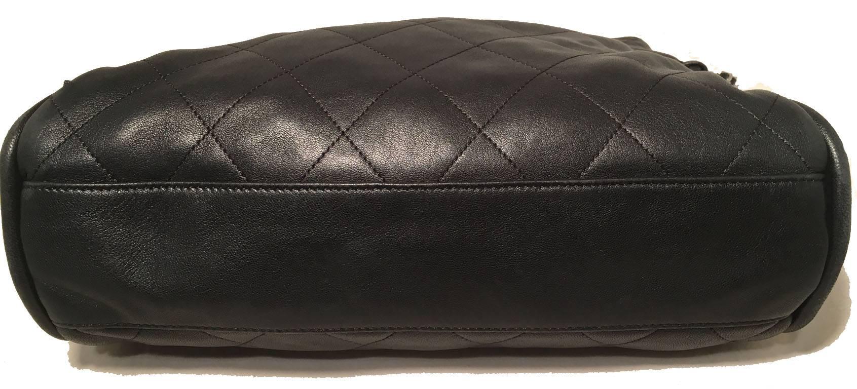 Chanel Quilted Black Leather Fold Over Top Flap Shoulder Bag For Sale ...