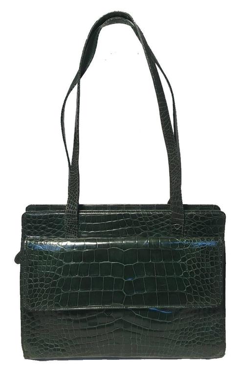 Gucci Vintage Green Alligator Shoulder Bag For Sale at 1stDibs