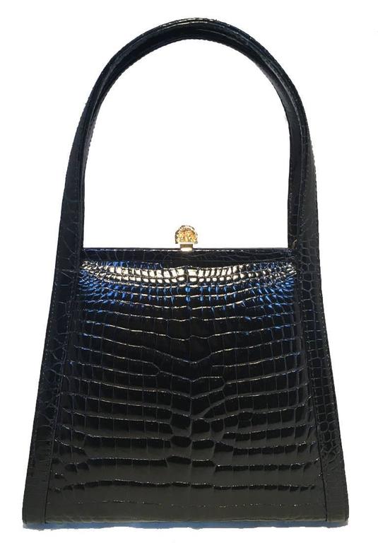 Maxima Vintage Navy Blue Alligator Handbag For Sale at 1stDibs