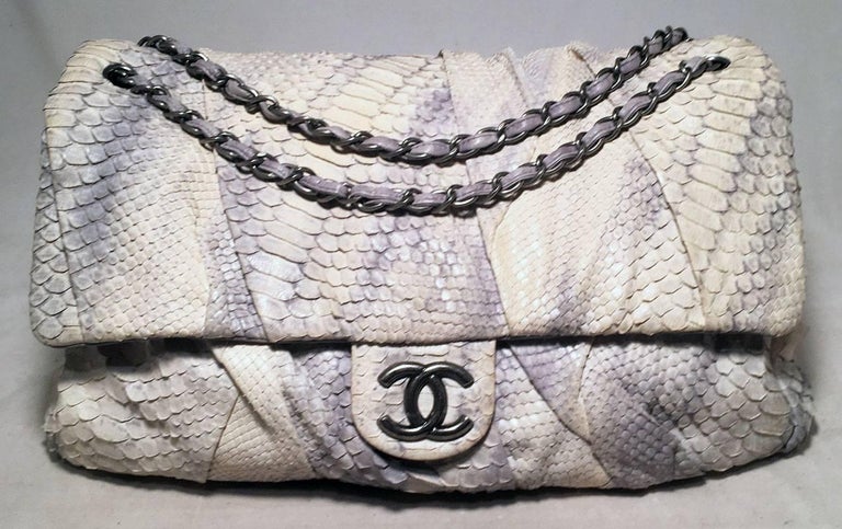 Chanel Rare Natural Snakeskin Python XL Classic Flap Shoulder Bag For ...