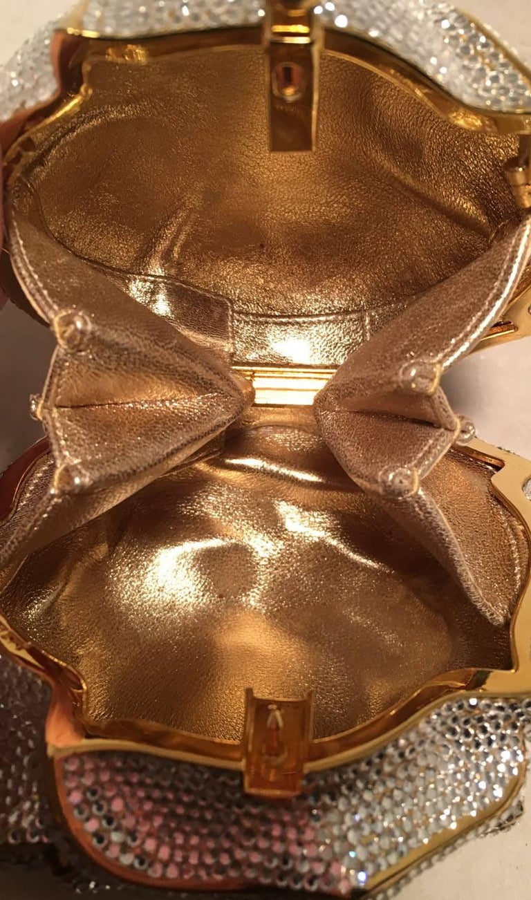 Judith Leiber Swarovski Crystal Rose Minaudiere Evening Bag For Sale at ...