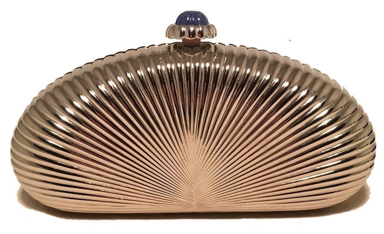 Judith Leiber Silver Metal Shell Evening Bag Clutch For Sale at 1stDibs