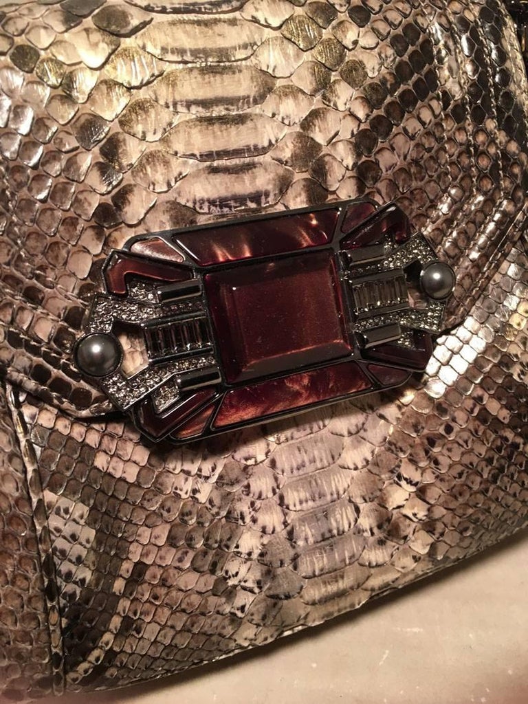 Judith Leiber Natural Grey Python Snakeskin Shoulder Bag For Sale at ...