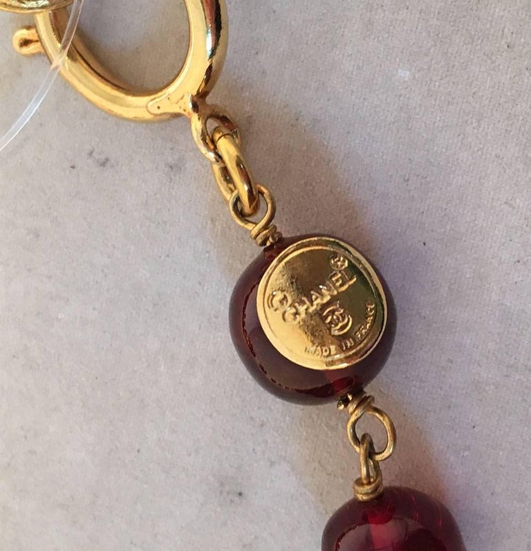 Chanel Dark Red and Gold CC Beaded Long Necklace For Sale at 1stDibs ...