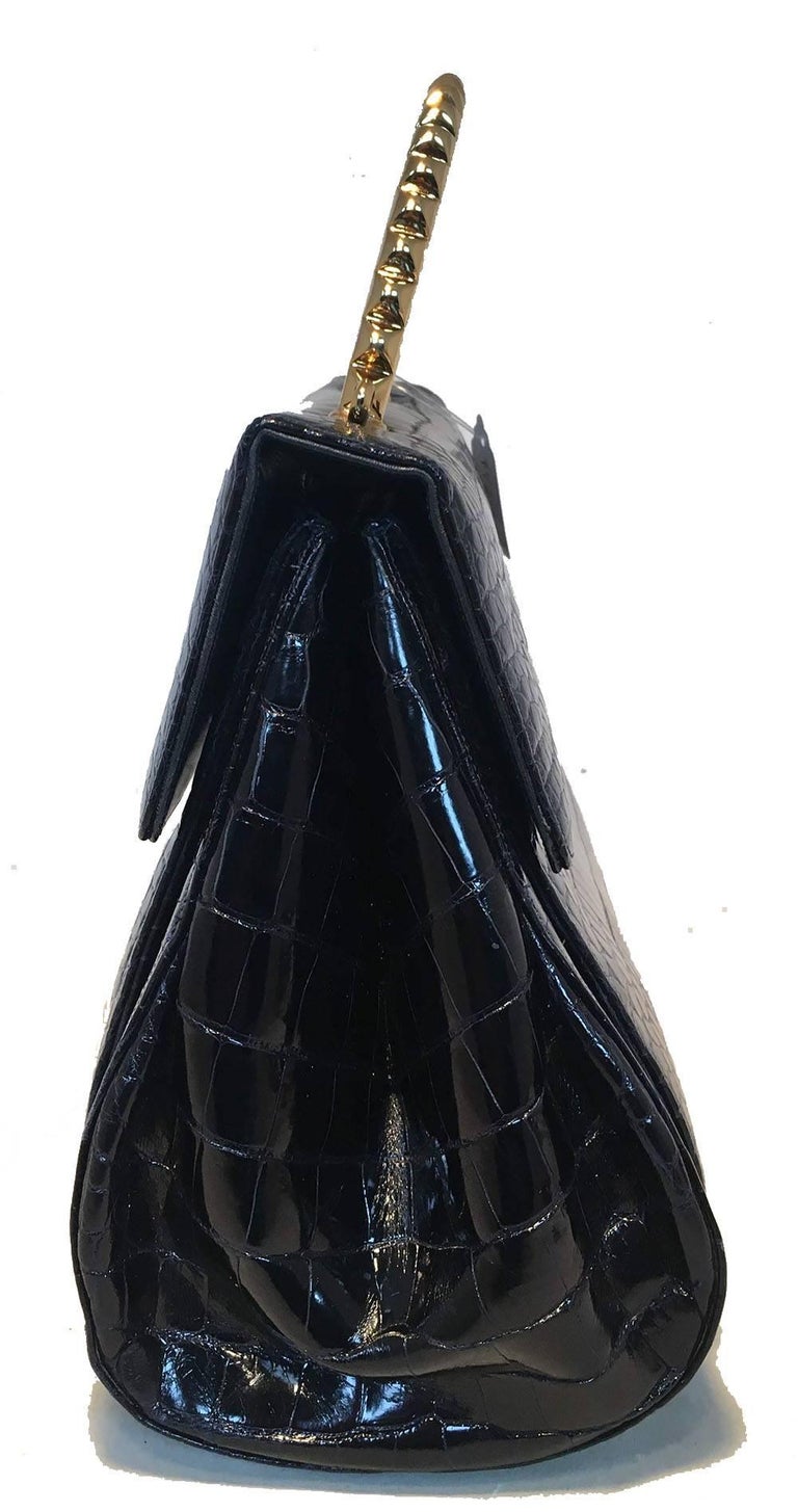 Judith Leiber Vintage Navy Blue Alligator Handbag with Lapis Detail at ...
