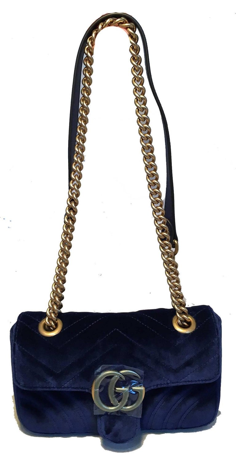 Gucci Handbag Blue Velvet | semashow.com