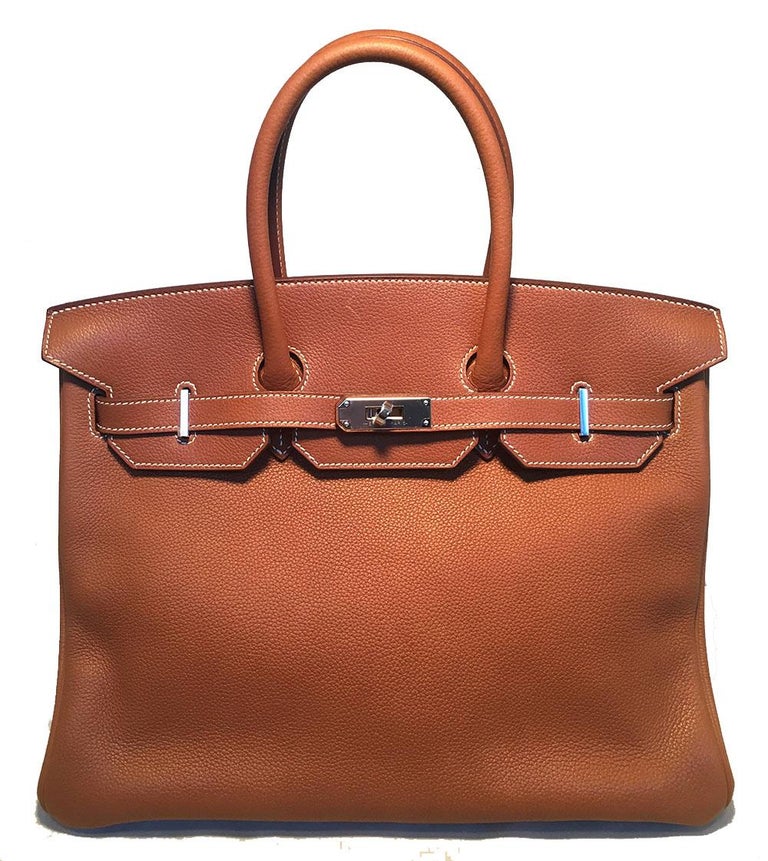 Hermes 35cm Tan Barenia Faubourg Leather Birkin Bag, 2018 For Sale at ...