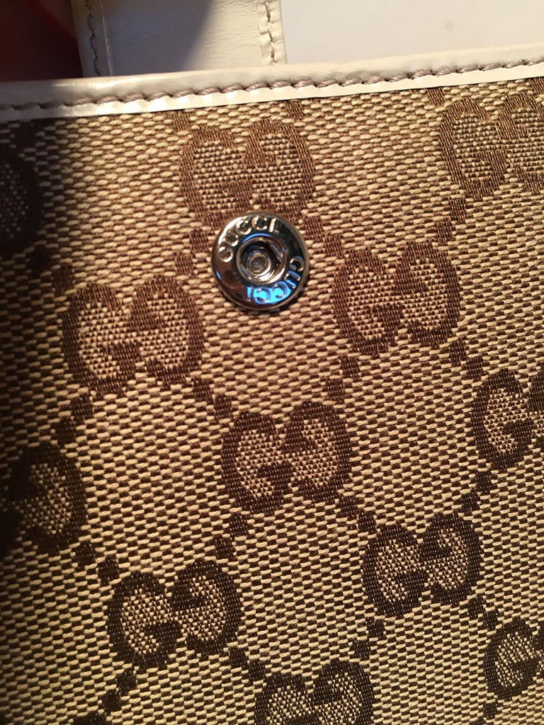 Gucci GG Monogram and Beige Leather Wallet with Zip Pocket and Box For ...