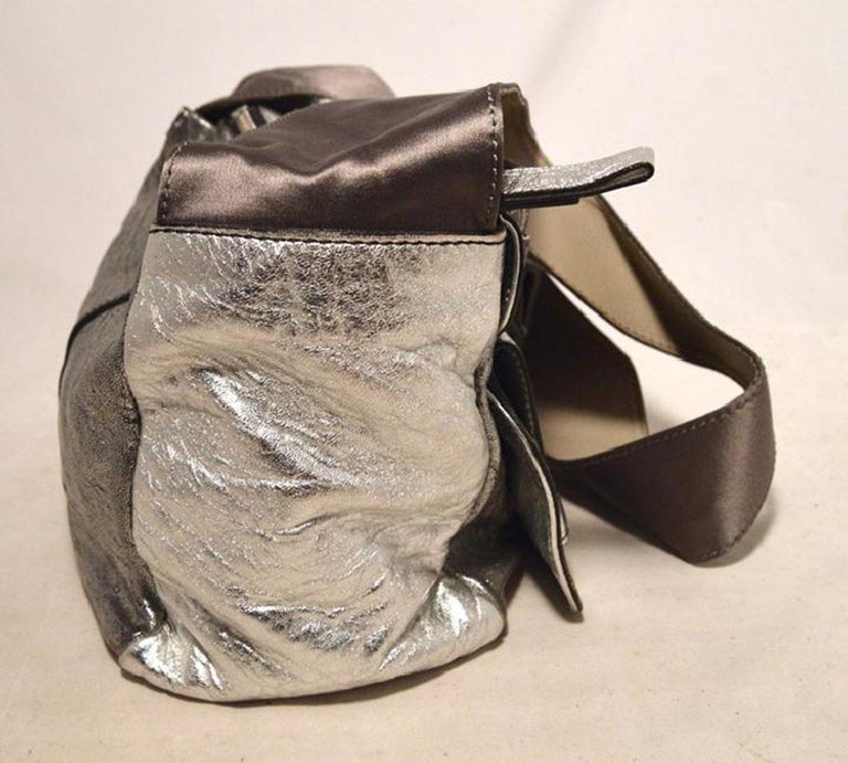 Chloe Silver Leather Satin Snakeskin Buckle Shoulder Bag For Sale at ...