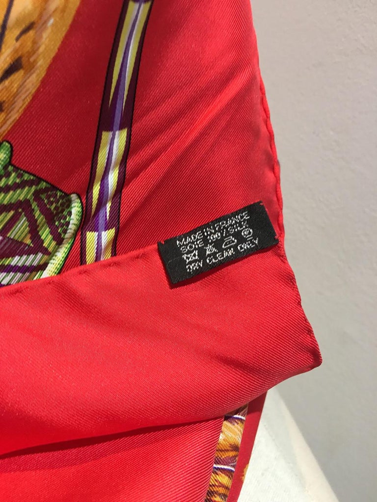 Hermes Vintage Brazil Silk Scarf in Red at 1stDibs | hermes brazil scarf
