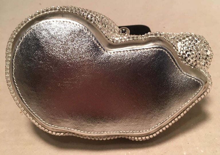 Judith Leiber Clear Swarovski Crystal Cat Minaudiere with Gold Bow at ...