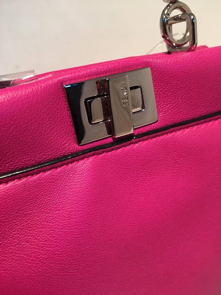 Fendi Micro Mini Fuchsia Pink Peekaboo Bag with Shoulder Strap For Sale ...