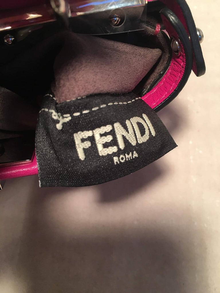 Fendi Micro Mini Fuchsia Pink Peekaboo Bag with Shoulder Strap For Sale ...