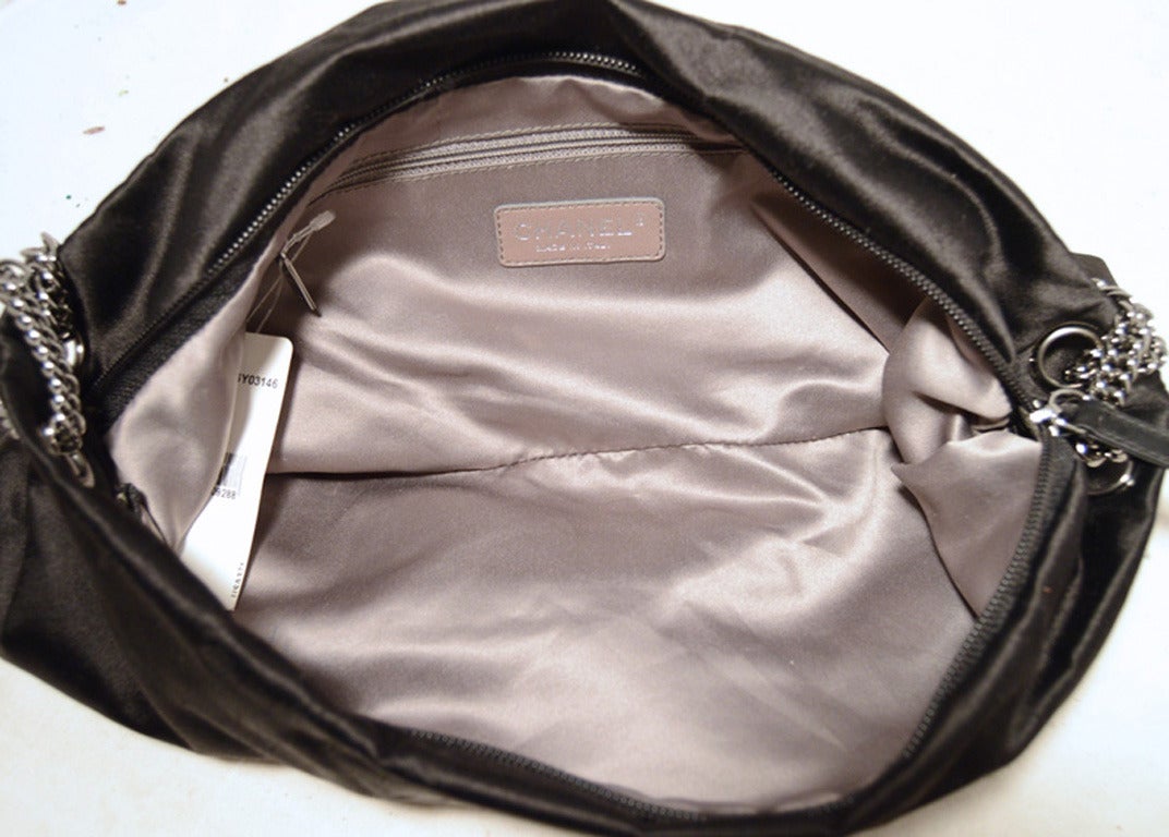 Chanel Black Satin Bow Shoulder Evening Bag For Sale at 1stDibs ...