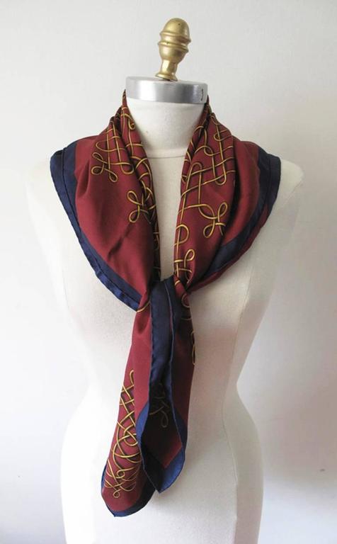 Hermes Vintage Maroon and Gold Silk Scarf For Sale at 1stDibs | maroon ...