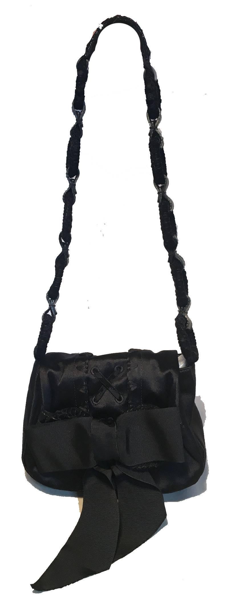 Yves Saint Laurent YSL Black Silk Satin Ribbon Bow Evening Bag For Sale ...