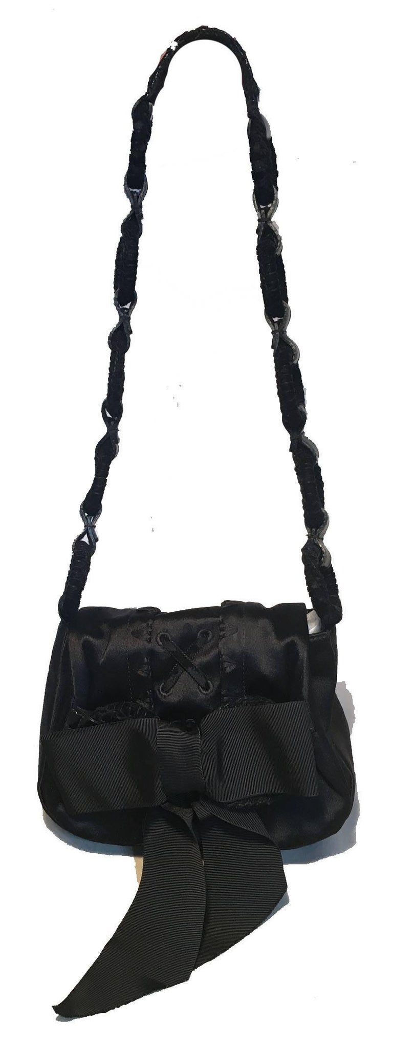 Yves Saint Laurent YSL Black Silk Satin Ribbon Bow Evening Bag For Sale ...