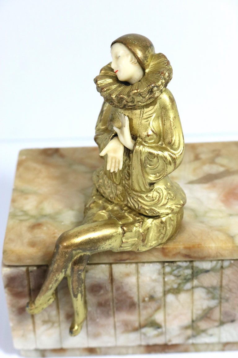 Art Deco Pierette Sculpture on Marble Box after Sculptor Paul Phillipe ...