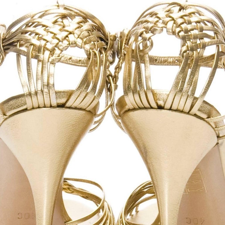 New Gucci Gold Leather Ad Runway Heel Sz Euro 40 For Sale at 1stDibs ...