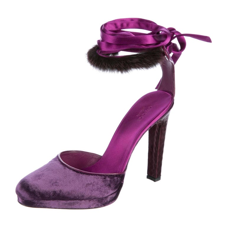 New Tom Ford For Gucci Mink Python Velvet 2004 Final Collection Heels Sz 65 At 1stdibs