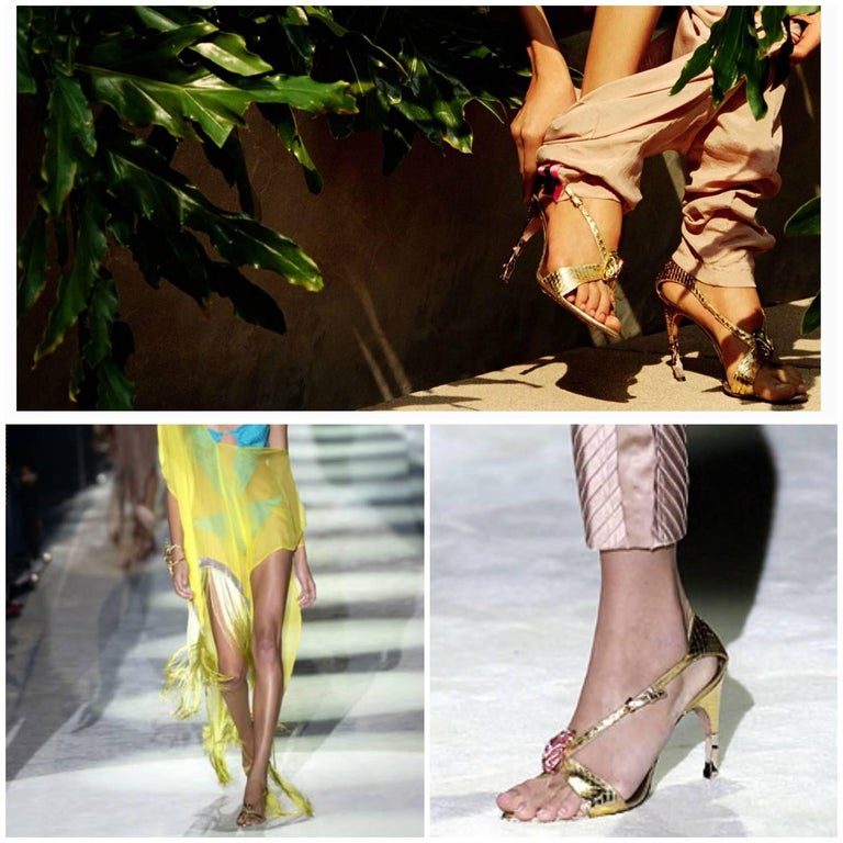 Tom Ford pour Gucci - Chaussures à talons en python à tête de serpent ...