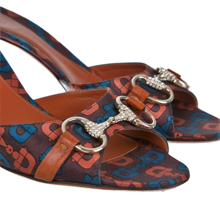New Gucci Horsebit Lizard Swarovski Crystal Mules Heels Sz 7 For Sale ...