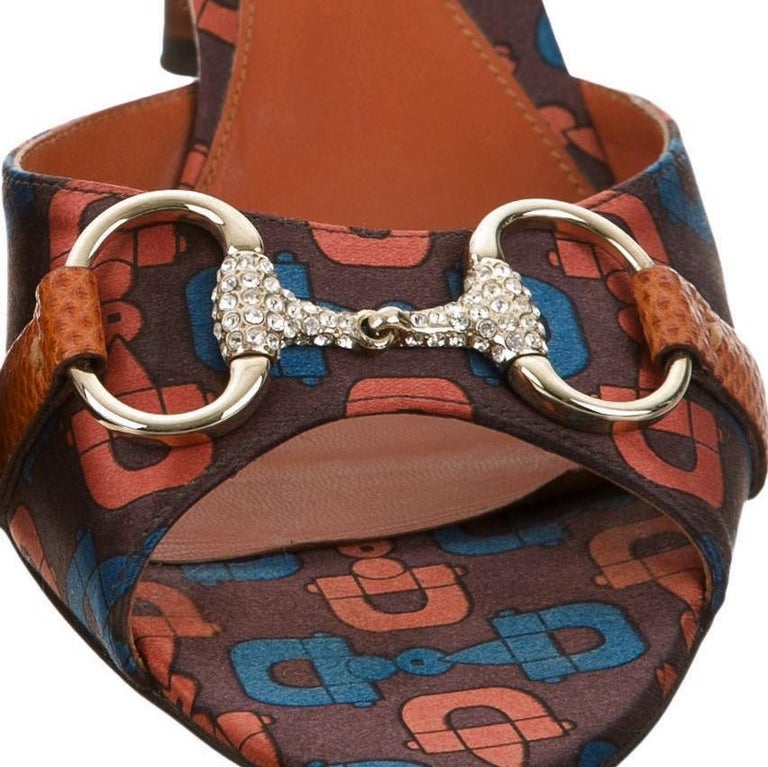 New Gucci Horsebit Lizard Swarovski Crystal Mules Heels Sz 7 For Sale ...