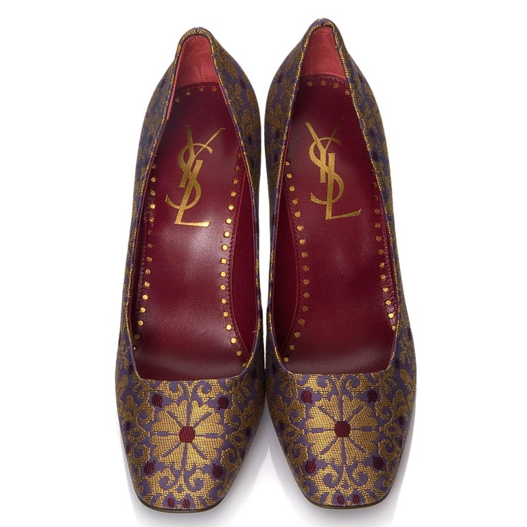 New Tom Ford Yves Saint Laurent YSL Brocade Heels Pumps Sz 38.5 For ...