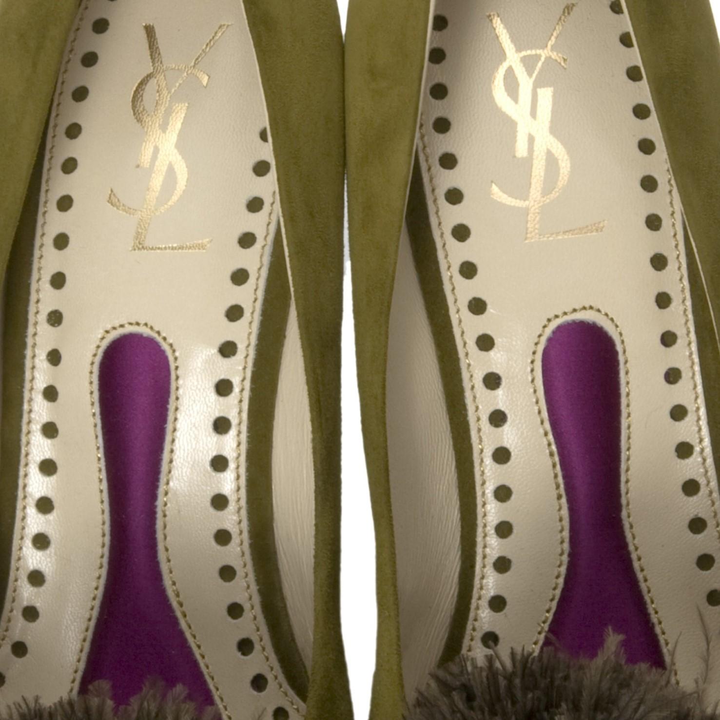 New Yves Saint Laurent YSL Avocado Heels Suede Pumps Sz 39 at 1stDibs ...