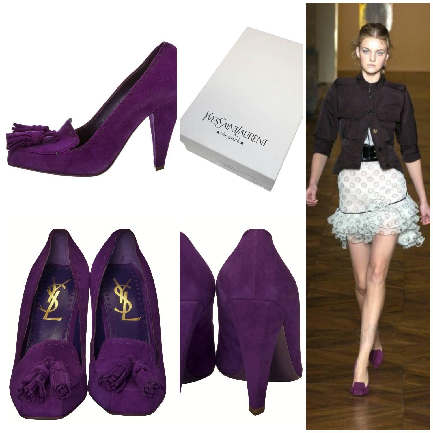 New Yves Saint Laurent by Stefano Pilati YSL Runway Suede Heels Pumps ...