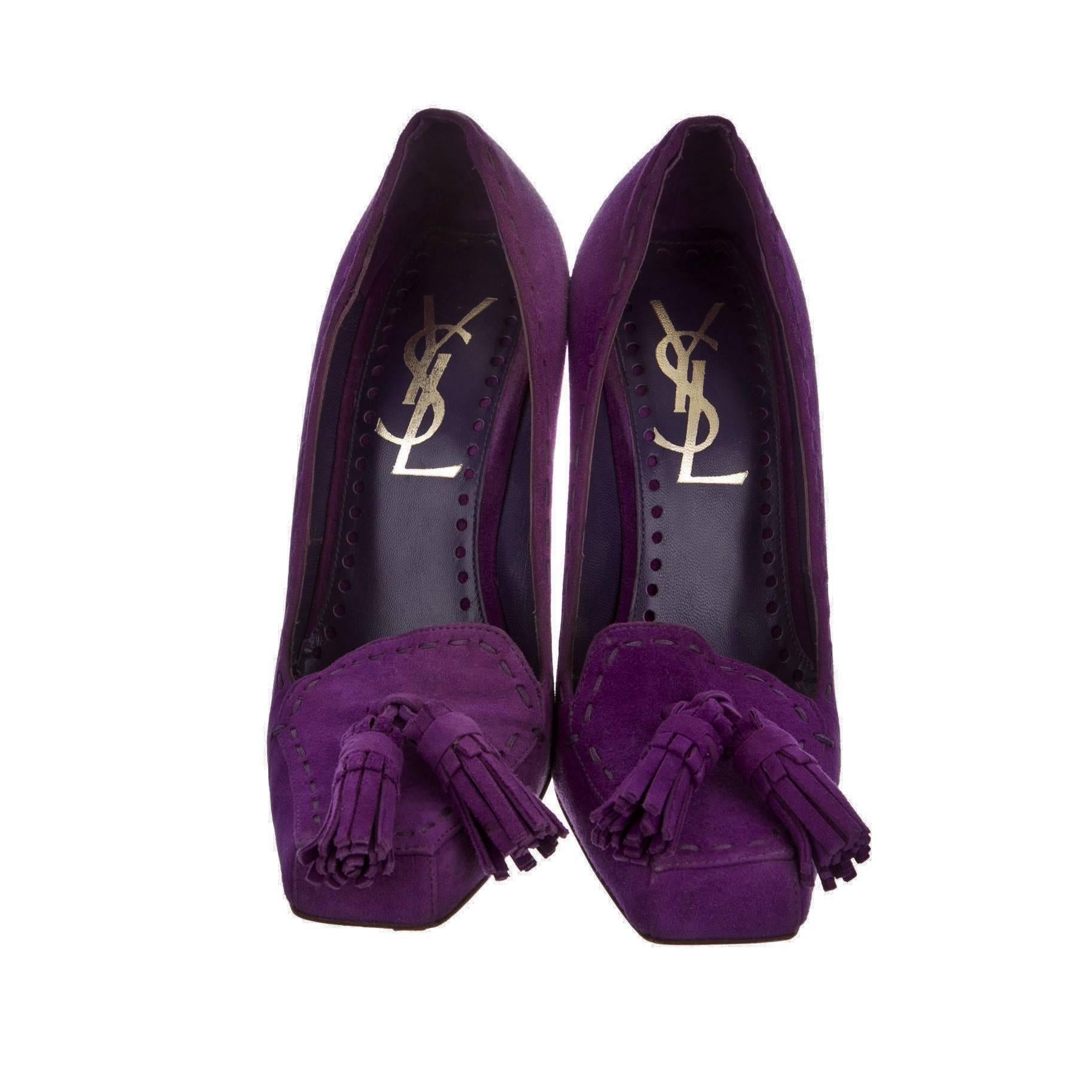 New Yves Saint Laurent by Stefano Pilati YSL Runway Suede Heels Pumps ...