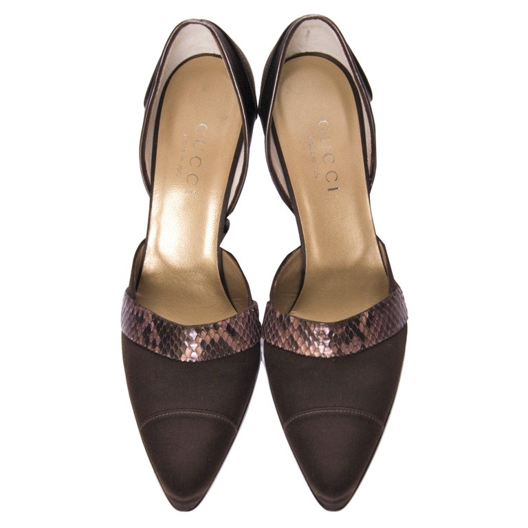 New Vintage Tom Ford For Gucci Vintage Python Satin Pumps Heels Sz 7 ...