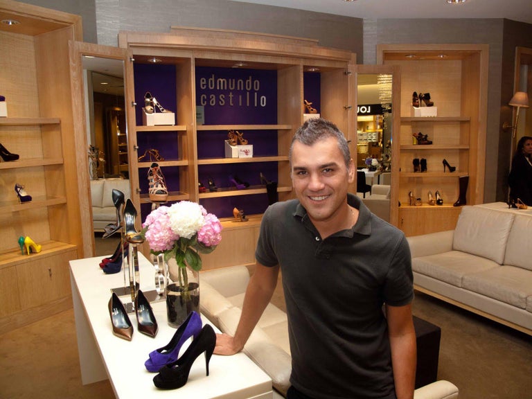 New Edmundo Castillo Black Leather Sling Heels For Sale at 1stDibs