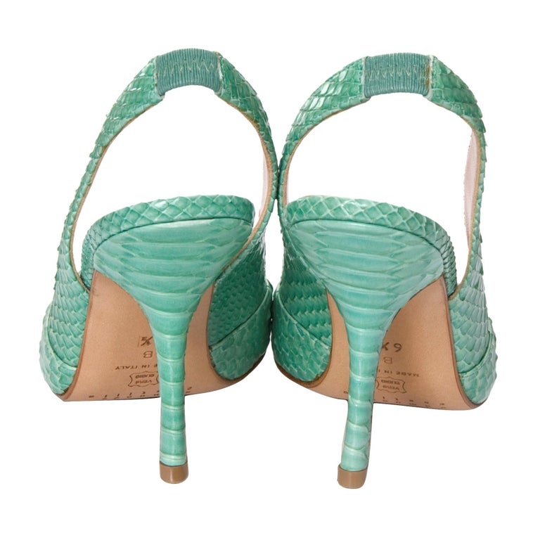 New Edmundo Castillo Teal Green Python Snakeskin Pump Heels Sz 7 at ...